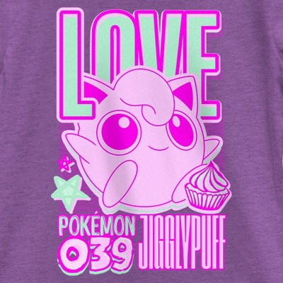 Girl's Pokemon 039 Love Jigglypuff T-shirt - Purple Berry - Medium : Target