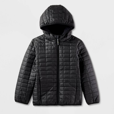 Kids' Solid Onyx Puffer Jacket - Cat & Jack™ Black Xs : Target
