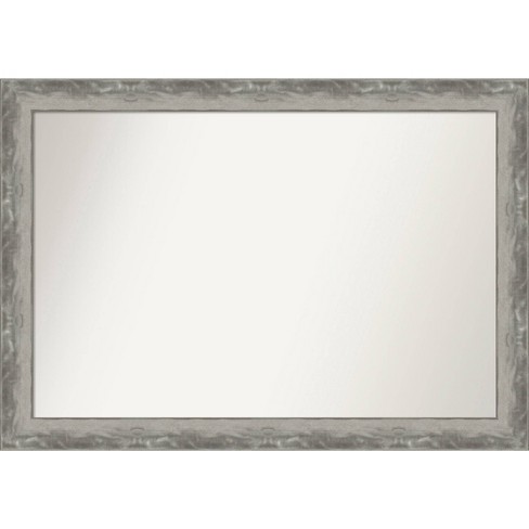 41"x29" Non-beveled Waveline Silver Narrow Wall Mirror - Amanti Art ...
