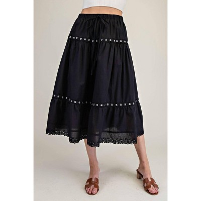Women's Tiered Lace Trim Midi Skirt - Ee:some : Target