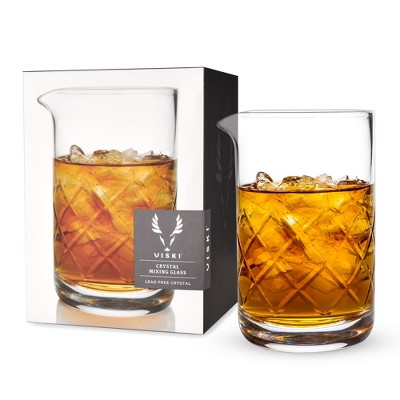 Viski Highland Mixing Glass - 18 Ounces, Crystal, Square-cut Crystal ...