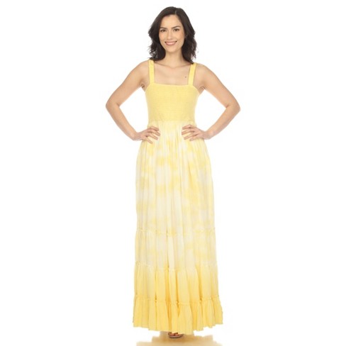 Women's Smocked Ruffle Maxi Sun Dress Yellow Small -white Mark : Target