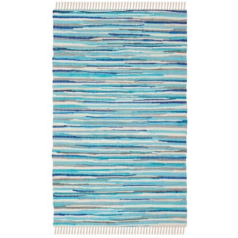 Rag Area Rug Rar129 Hand Woven Area Rug - Turquoise/multi - 3'x5 ...