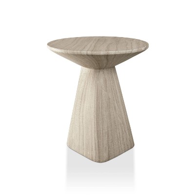 24/7 Shop At Home Tando Round Stone End Table Beige Travertine 24/7 ...