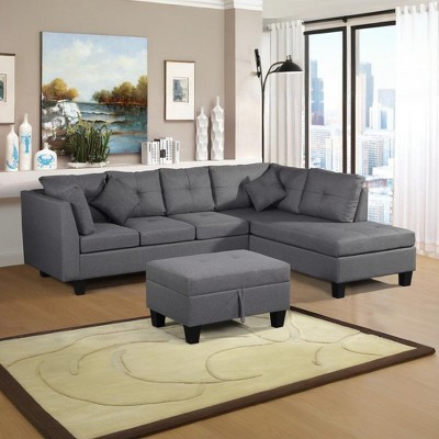 Vynxaria Sectional Sofa Set For Living Room With Right Hand Chaise ...