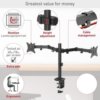 Save 35% • Barkan 13" - 32" Dual Flat / Curved Monitor Desk Mount, Full ...