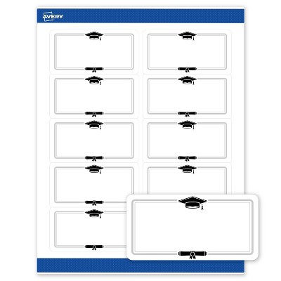 Avery® Matte 2" x 4" Labels, Silver & Black Grad Cap, 200ct : Target