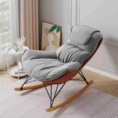 Light Luxury Single Rocking Chair With Washable Seat Cushion For Indoor ...