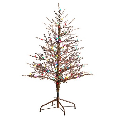 Nearly Natural 4' Pre-lit Led Flocked Berry Twig Artificial Christmas ...