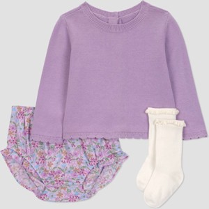 Carter's Just One You® Baby Girls' 3pc Floral Sweater with Bloomer and ...