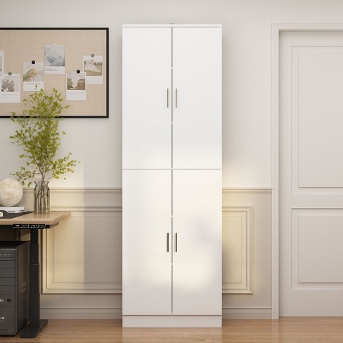 Famapy White 6-shelf Multi-space Storage Cabinet Tall Shelf Adjustable ...