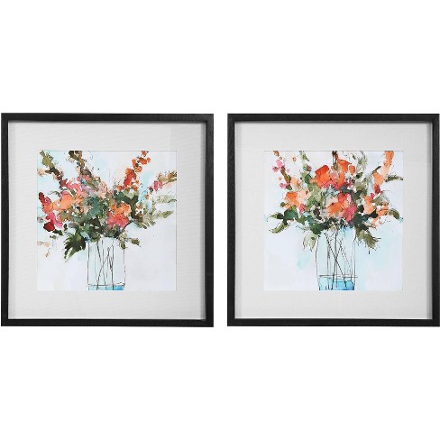 Uttermost Fresh Flowers 26 1/4" Square 2-piece Framed Wall Art Set : Target