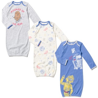 Star Wars R2-d2 Chewbacca C-3po Newborn Baby Boys 3 Pack Sleeper Gowns ...