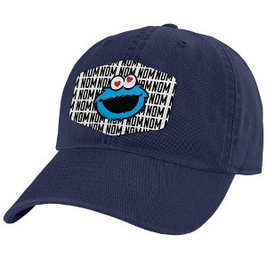 Sesame Street Cookie Monster Nom Nom Adult Dad Cap With UV Patch, Navy ...