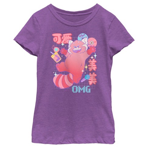 Girl's Turning Red Kanji Red Panda T-shirt - Purple Berry - X Small ...