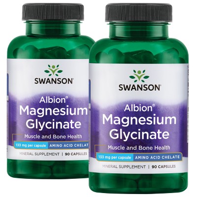 Swanson Albion Magnesium Glycinate - 2 Pack 133 Mg 90 Caps Per Bottle ...