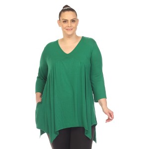 Plus Size Empire Cut V-neck Tunic Top Green 1x -white Mark : Target