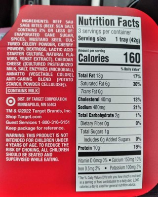 Cheddar Cheese & Beef Sausage Protein Pack Quick Bite - 4.5oz/3ct ...