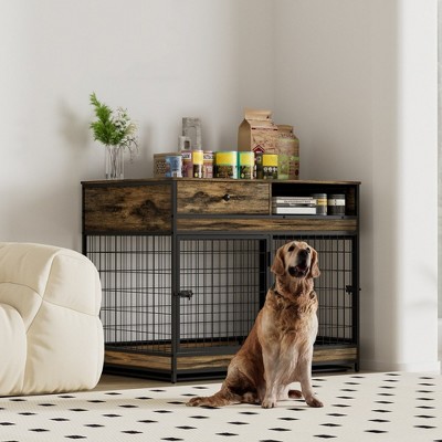 Dog Crate Furniture, Wooden Dog Kennel With Room Divider And Tray ...