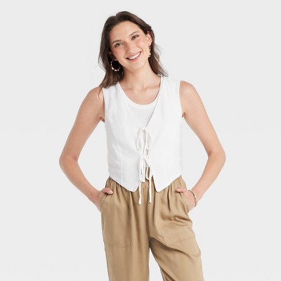 Women's Tie-front Vest - Universal Thread™ Black S : Target