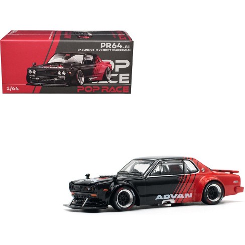 Skyline Gt-r V8 Drift "hakosuka" Rhd (right Hand Drive) "advan" Black And Red 1/64 Diecast Model ...