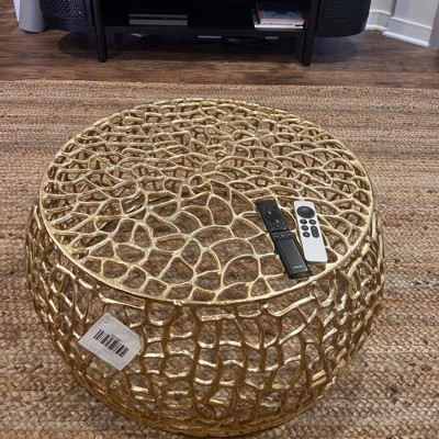 Cortlandt Modern Handcrafted Aluminum Mesh Coffee Table Gold ...