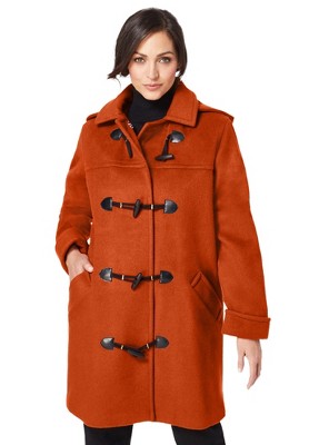 Jessica London Women’s Plus Size Hooded Toggle Coat, 22 W - Copper Red ...