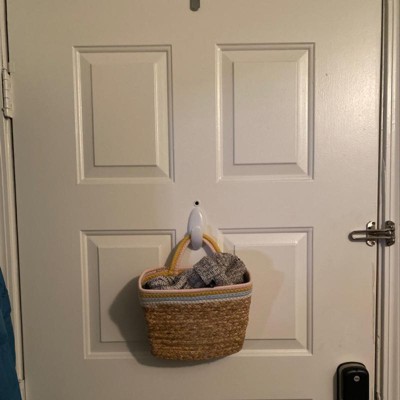 Wall Hanging Natural Woven Basket With Coiled Rope Handle - Pink ...