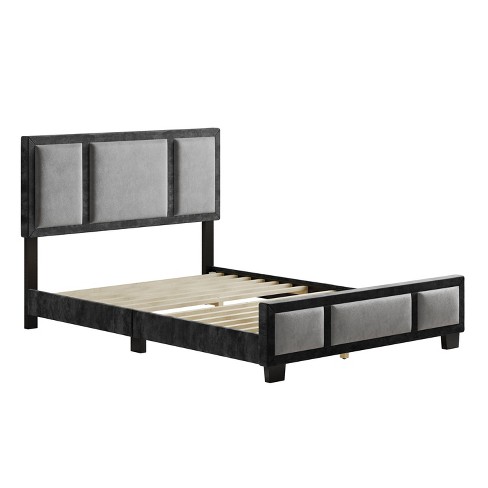 Queen Triptych Upholstered Platform Bed Frame Black/gray - Boyd Sleep ...