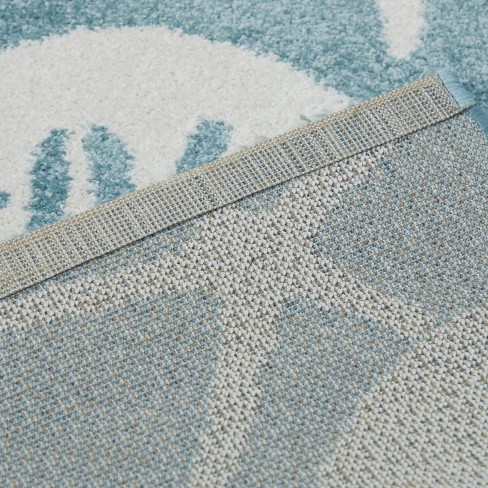 2'7"x7' Stafford Coastal Animal Print Rug Blue/white: Polypropylene ...