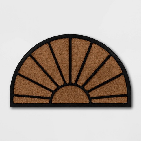 1'6"x2'6" Half Moon Rubber Coir Doormat Black - Threshold™: Outdoor ...