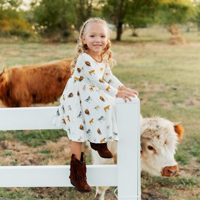 Kyte Baby Long Sleeve Twirl Dress in Moo Moo 7T : Target