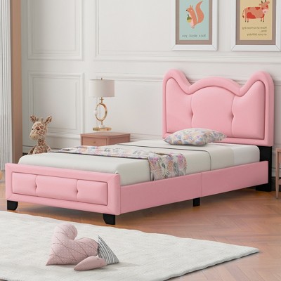 Twin Size Velvet Upholstered Platform Bed With Cloud Shaped Bed Board ...