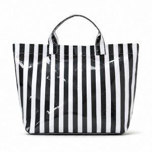 Alilang Women's Striped Tote Bag Glossy Coated Large Capacity Shoulder ...