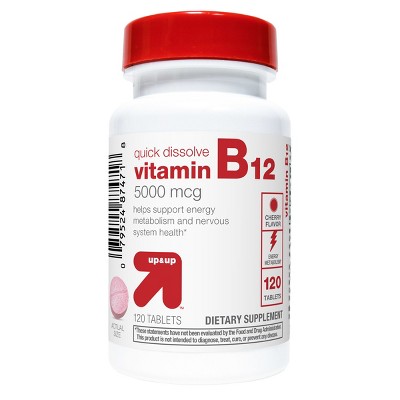 Vitamin B12 5000mcg Quick Dissolve Tablets - Cherry Flavor - 120ct - Up ...