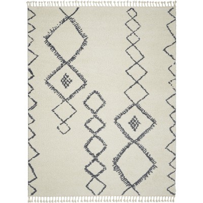 Nourison Diamond Trellis Shag DMT03 Ivory/Slate Indoor Area Rug - 7'10 ...