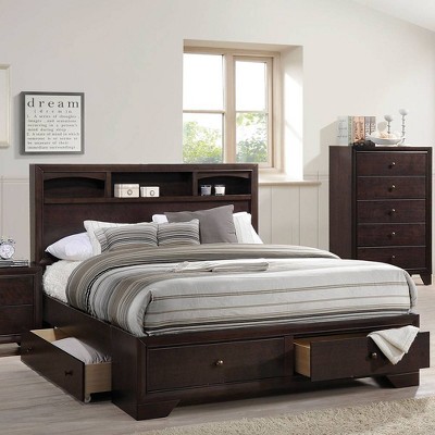 Madison 88" Queen Bed Espresso - Acme Furniture: Storage Headboard, No ...