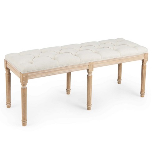 Costway 47" French Vintage Entryway Bench Upholstered Dining Bench With ...