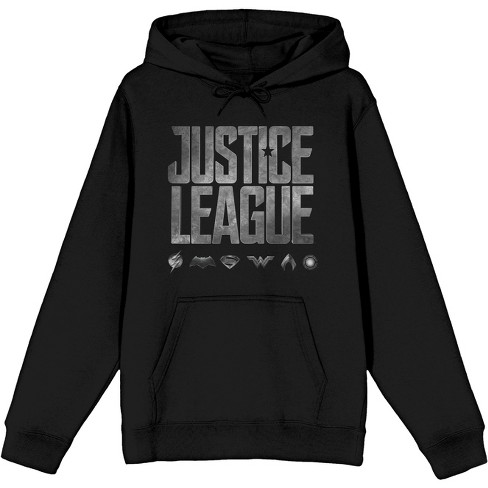 Dc Comic Book Justice League Logo Black Hooded Sweatshirt - L : Target
