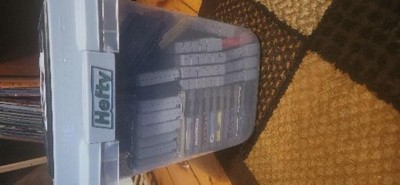 Hefty 32qt Slim Clear Plastic Storage Bin With Gray Hi-rise Stackable ...