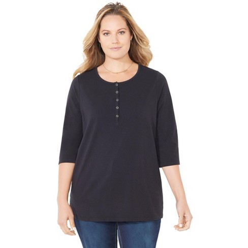 Catherines Women's Plus Size Suprema Snap-placket Tee : Target