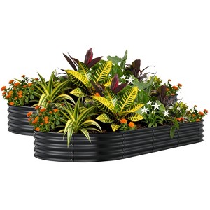 8x4x1 ft Galvanized Raised Garden Bed, Heavy Duty Metal Planter Box for ...