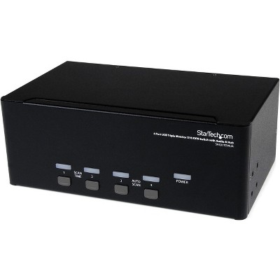 Startech 4 Port Triple Monitor Dvi Usb Kvm Switch With Audio & Usb 2.0 ...