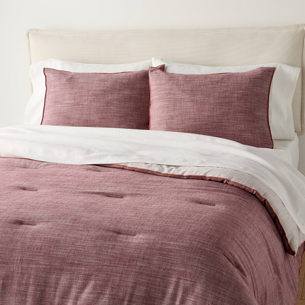 3pc Full Queen Reversible Duvet Cover Set Burgundy Hearth Hand