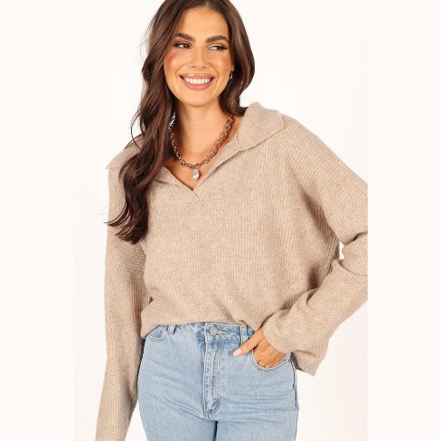 Petal And Pup Shay Collar Knit Sweater - Beige Xl : Target