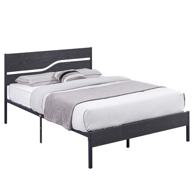 Vecelo Queen Size Bed Frame With Black Wooden Headboard, Heavy-duty ...