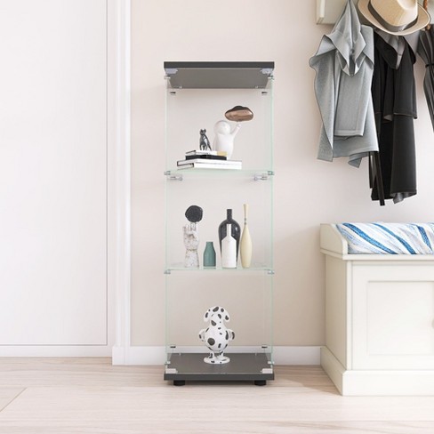 Modern Glass Display Cabinet With Clear Door Floor Standing 3-shelf ...