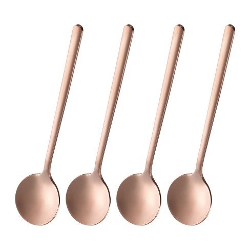 Unique Bargains Stainless Steel Long Handle Round Head Spoons 4 Pcs ...