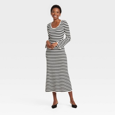 Seta T Women's Square Neck Long Sleeve Slim Fit Ribbed Knit Bodycon ...