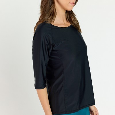 Calypsa Women's Loose Fit 3/4 Sleeve Rash Guard Upf 50+ Margaux Swim ...